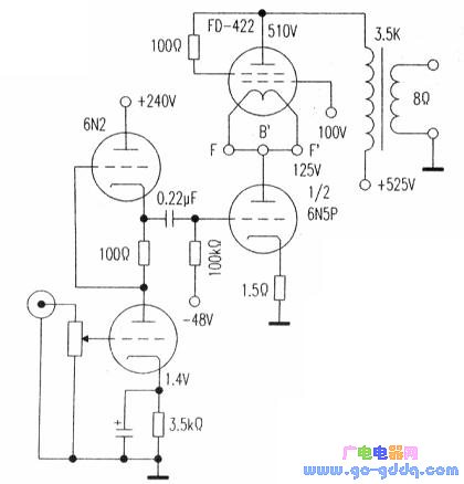 6n5p胆机电路图,6n5p胆机电路图,6n2推6p1胆机电路图_大山谷图库